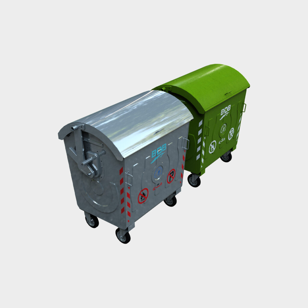 1100 LT Dome Lid Metal Galvanized Garbage Container - BDB Metal