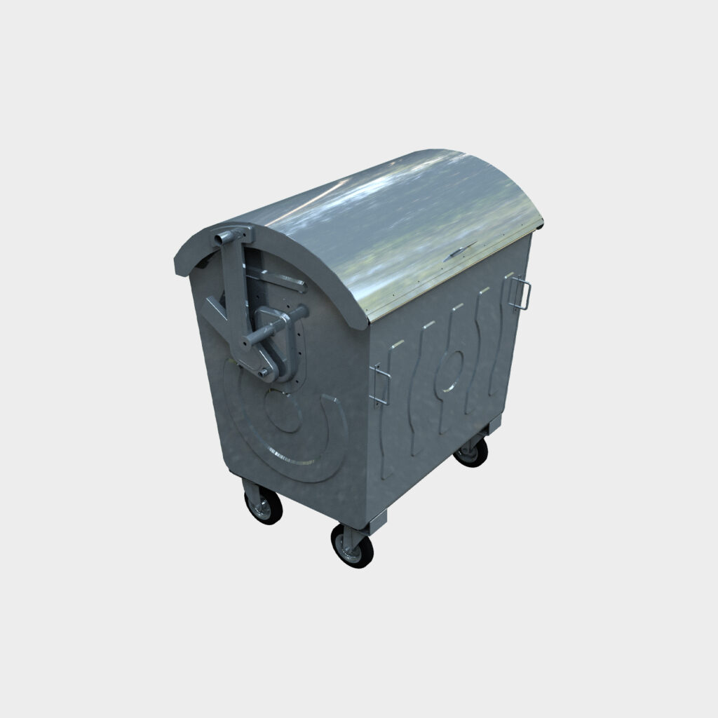 1100 LT Dome Lid Metal Galvanized Garbage Container - BDB Metal