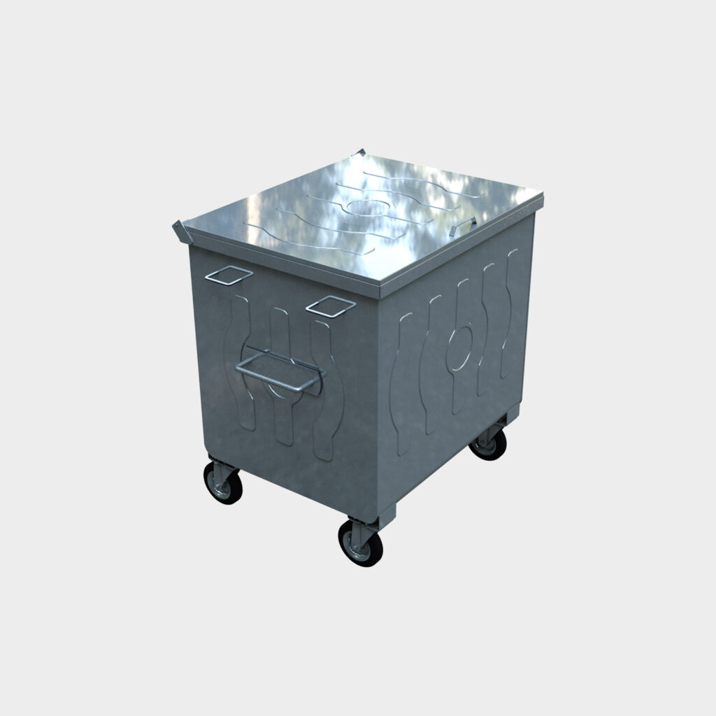 1100 LT Metal Galvanized Waste Container - BDB Metal