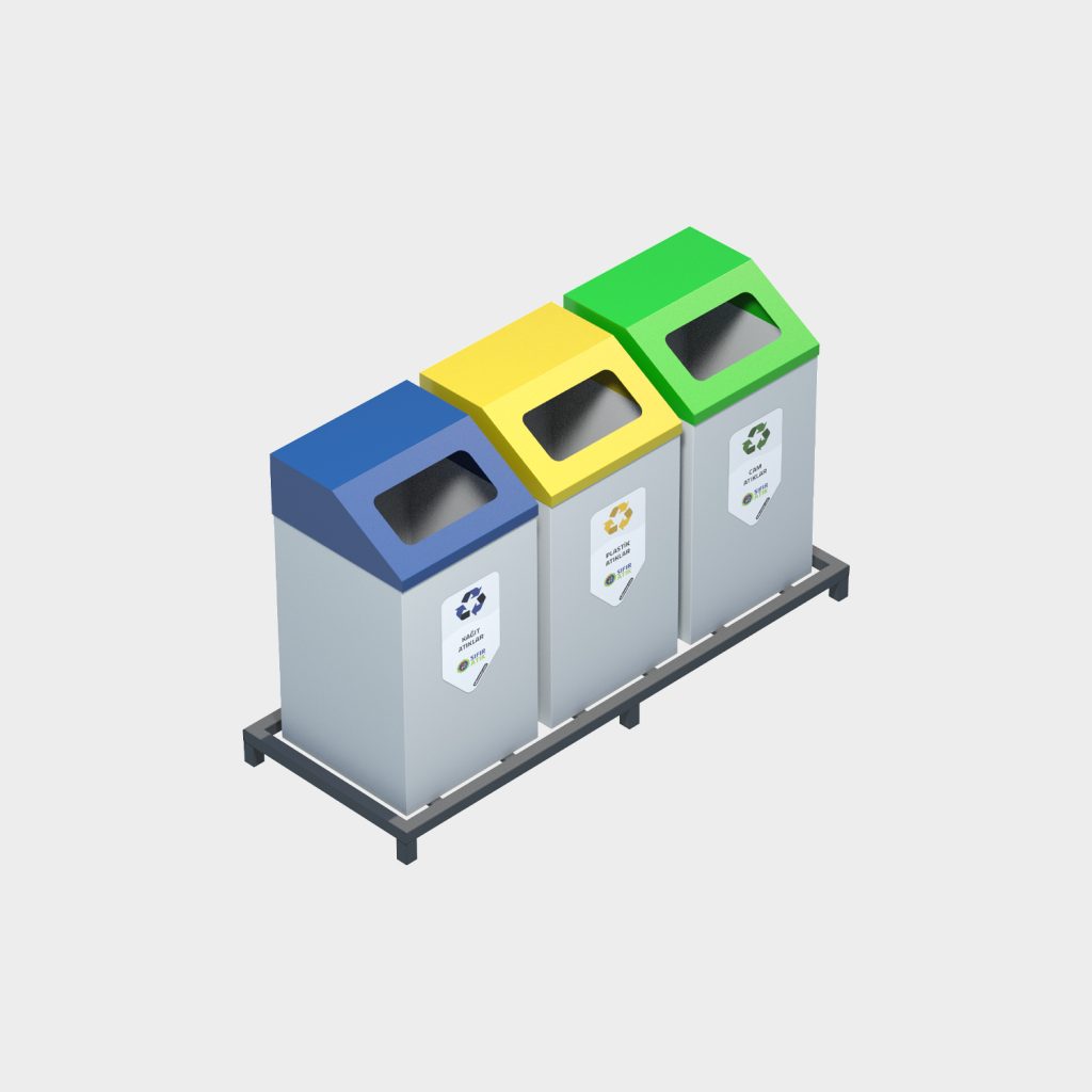 Standard 3-Piece Recycling Bin Set - BDB Metal